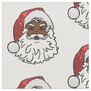 black santa claus christmas fabric | Zazzle.com