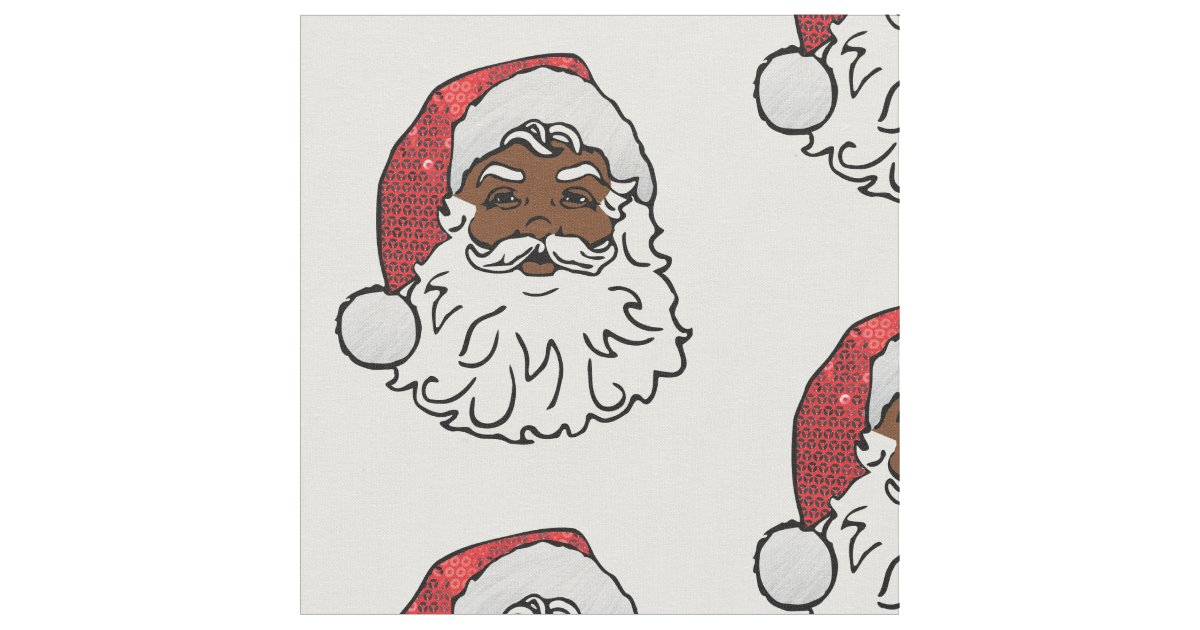 sequined black santa claus fabric | Zazzle