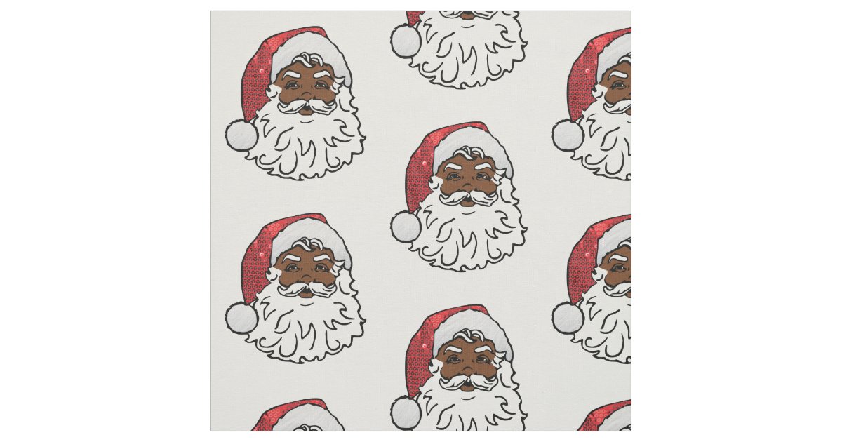 sequined black santa claus fabric | Zazzle