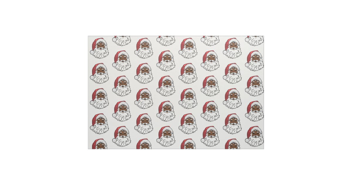 sequined black santa claus fabric | Zazzle