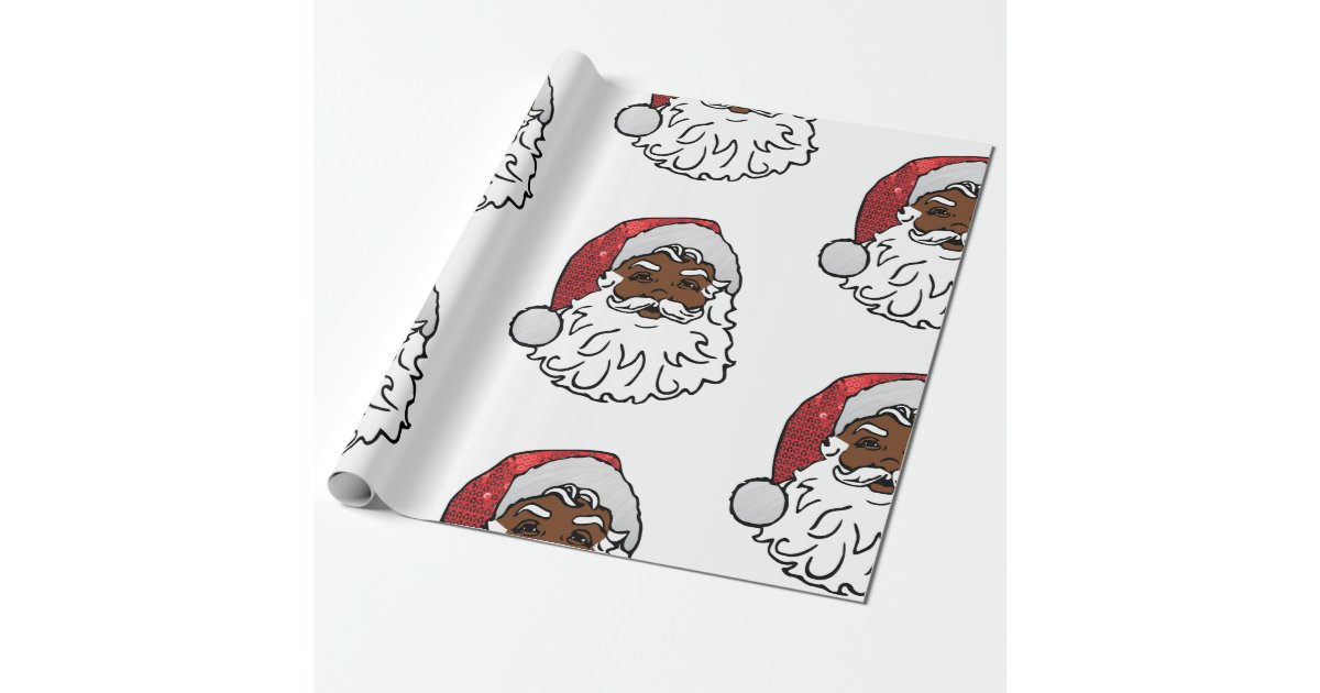 sequined black santa claus wrapping paper | Zazzle.com