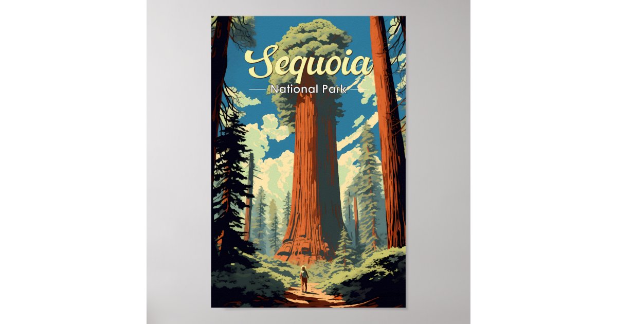 Sequoia National Park Illustration Retro Poster | Zazzle