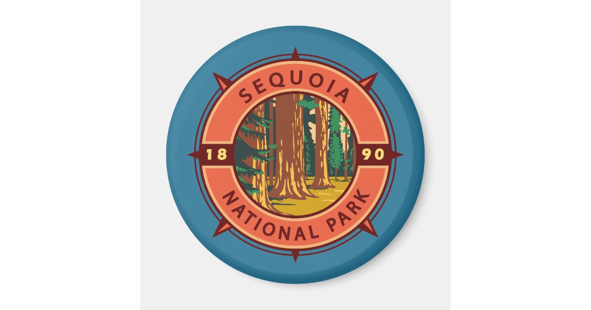 Sequoia National Park Retro Compass Emblem Magnet | Zazzle