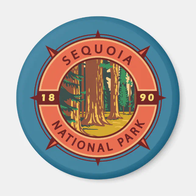 Sequoia National Park Retro Compass Emblem Magnet | Zazzle