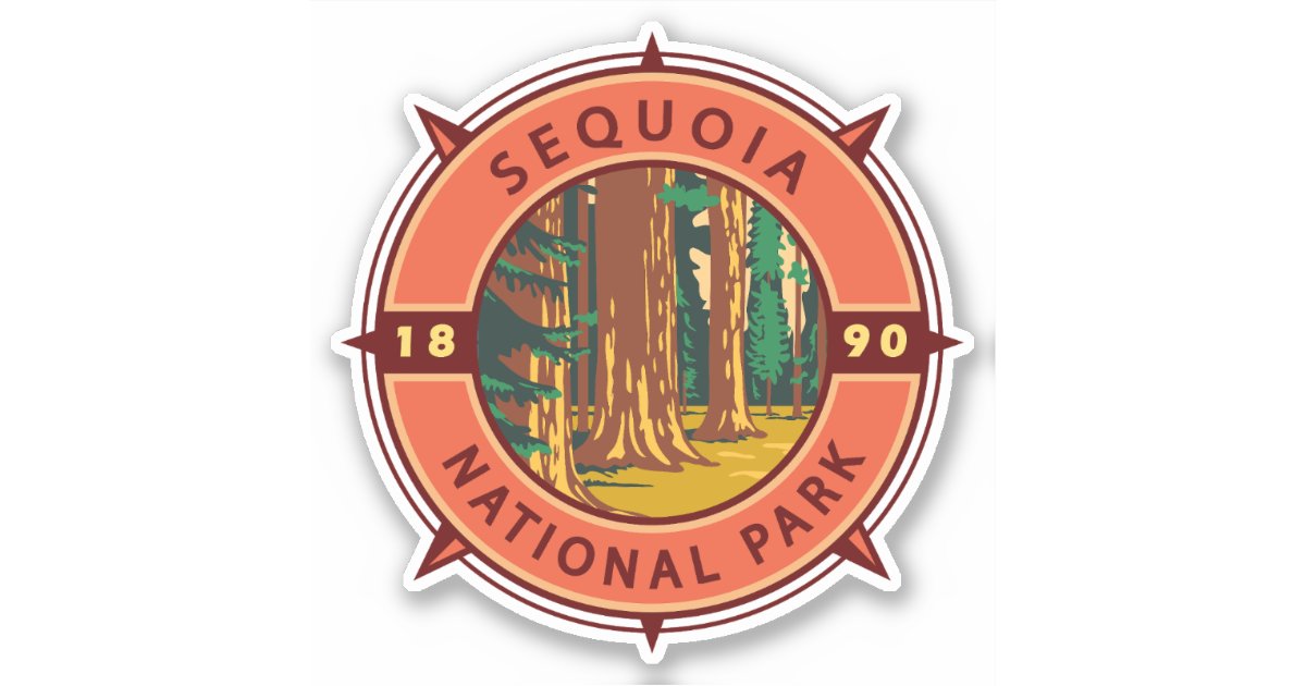 Sequoia National Park Retro Compass Emblem Sticker | Zazzle