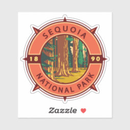 Sequoia National Park Retro Compass Emblem Sticker | Zazzle