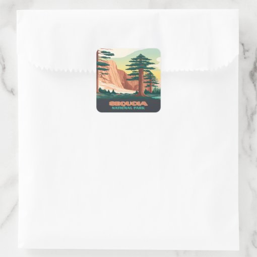 Sequoia National Park Trees Mountains Square Sticker | Zazzle