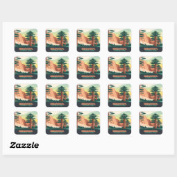 Sequoia National Park Trees Mountains Square Sticker | Zazzle