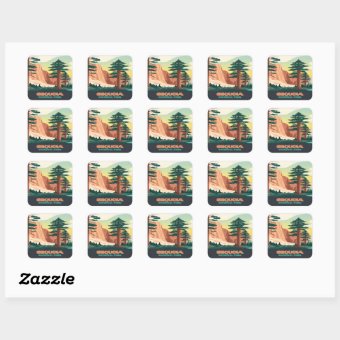 Sequoia National Park Trees Mountains Square Sticker | Zazzle