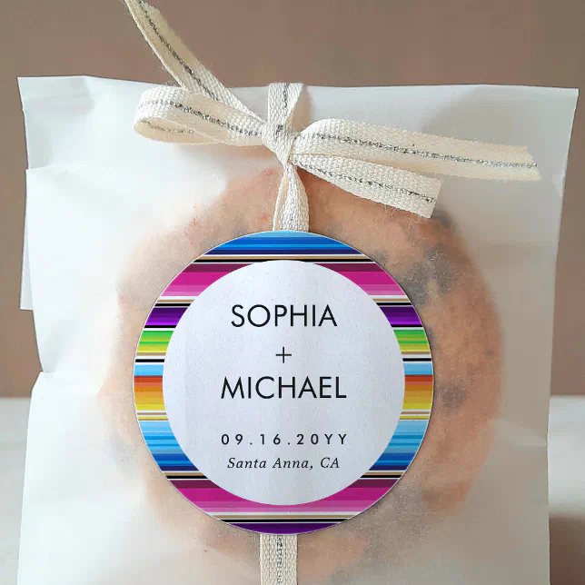 Serape Spring Minimal Wedding Classic Round Sticker | Zazzle