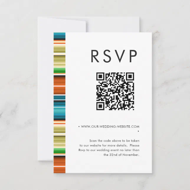 Serape Summer Stripes Wedding QR code RSVP Invitation | Zazzle