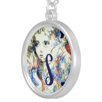 Seraph Ink Pen Drawing with your letter Silver Plated Necklace | Zazzle