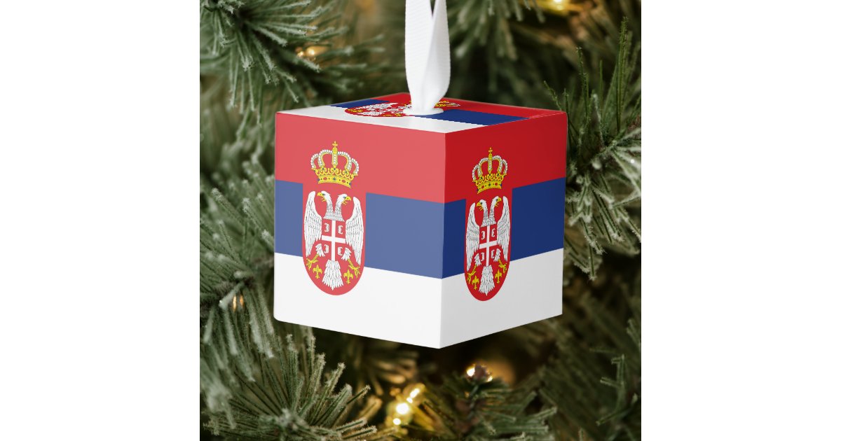Serbia flag cube ornament | Zazzle