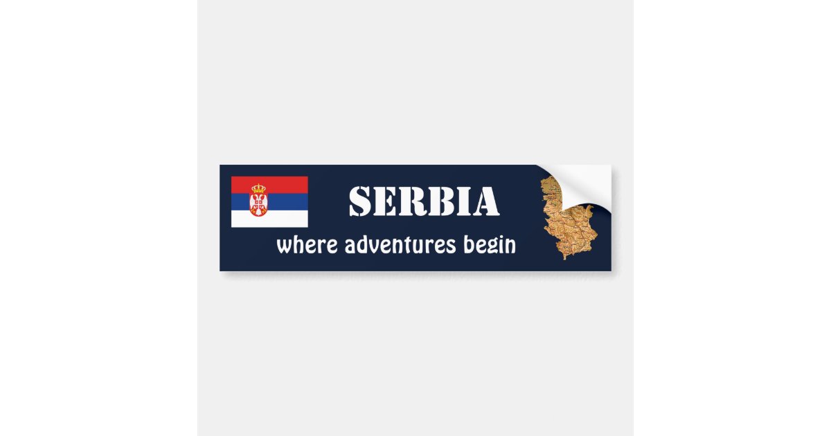 Serbia Flag + Map Bumper Sticker | Zazzle