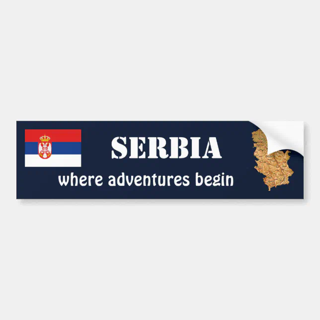 Serbia Flag + Map Bumper Sticker | Zazzle
