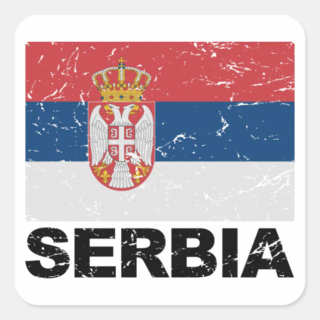 Serbia Flag Vintage Square Sticker | Zazzle