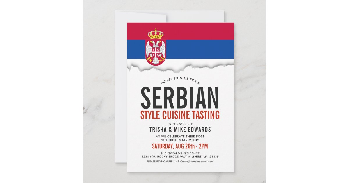 Serbian Cuisine | Party Flag White Invite | Zazzle