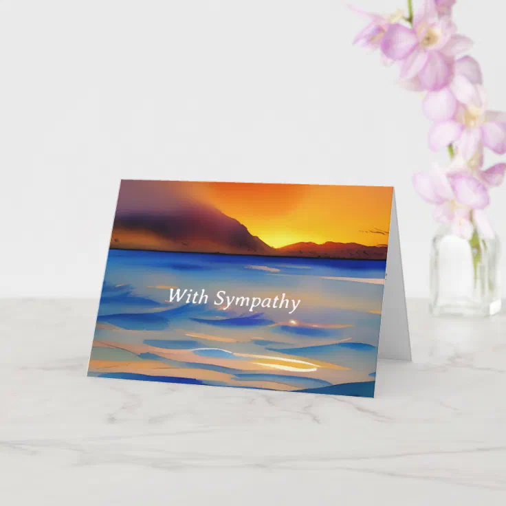 Serene Beach Sunset Customizable Sympathy Card | Zazzle