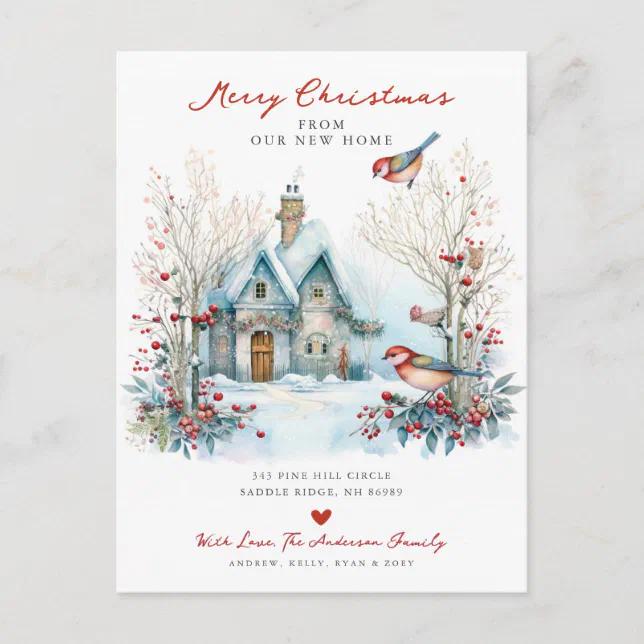 Serene Christmas Moving Announcement Postcard | Zazzle