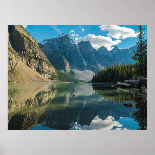 Serene Mountains Behind River Nature Scene Poster | Zazzle