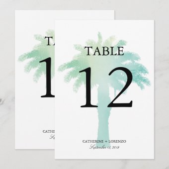 Serene Palm Tree Watercolor | Table Number | Zazzle