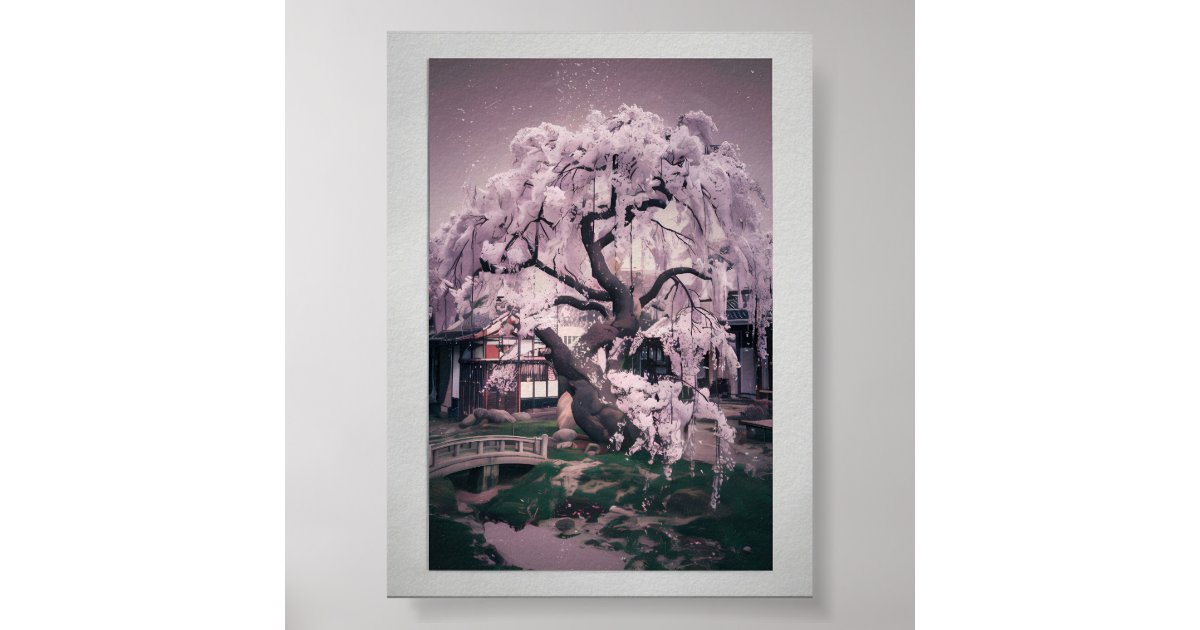 Serene Sakura Tree Poster | Zazzle