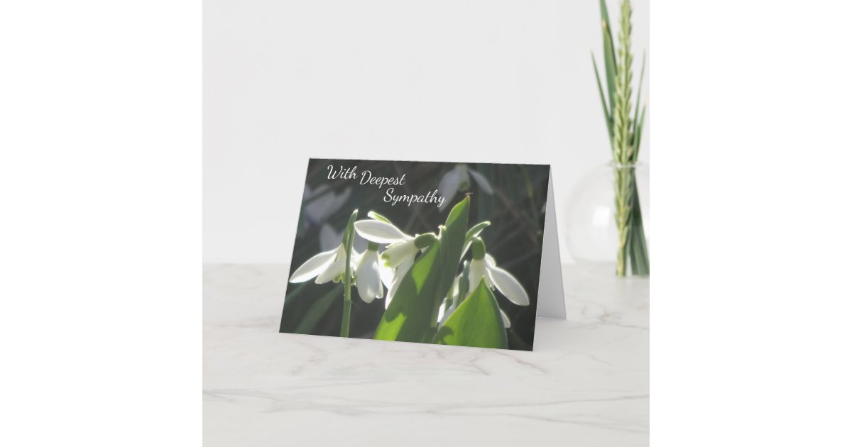 Serene Snowdrops Cust. Text Sympathy Card | Zazzle