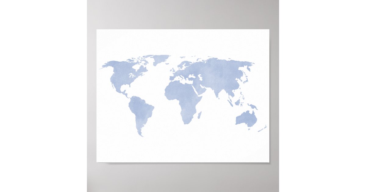 Serenity Blue World Map Poster | Zazzle
