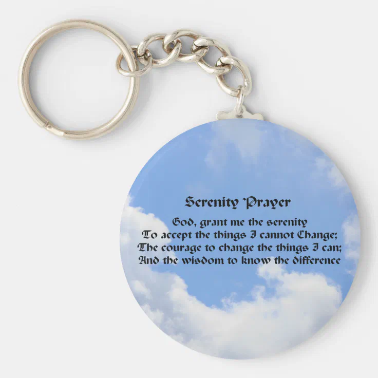 Serenity Prayer Blue Sky Inspirational Keychain | Zazzle