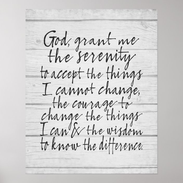 Serenity Prayer - Bounce Calligraphy Script Modern Poster | Zazzle.com