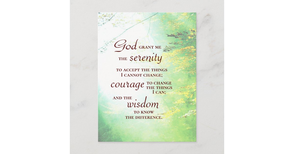 Serenity Prayer, Forest Postcard | Zazzle