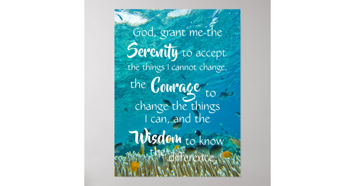 Serenity Prayer Ocean Fish Meditation Poster | Zazzle