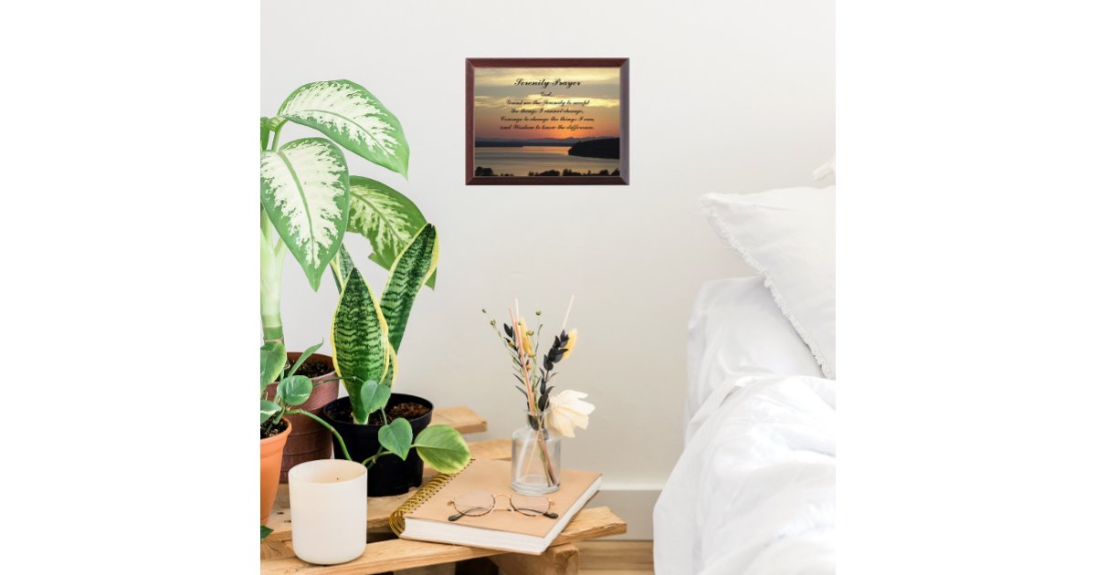 Serenity Prayer Orange Seascape Sunset Plaque | Zazzle