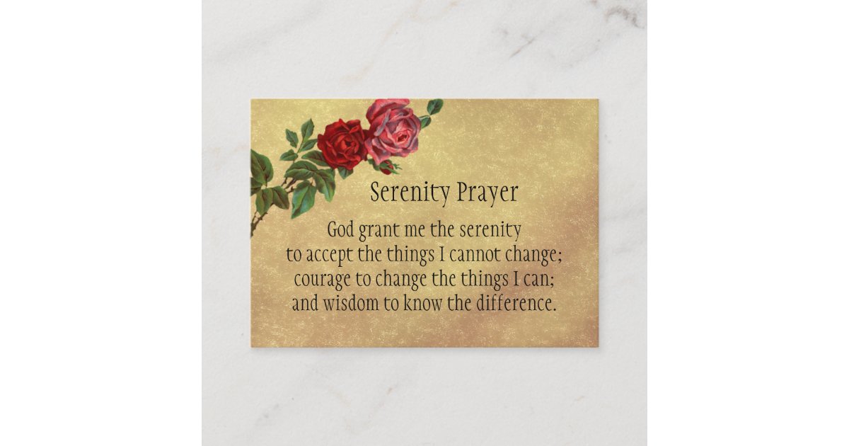 Serenity Prayer Pink Red Roses Holy Card | Zazzle