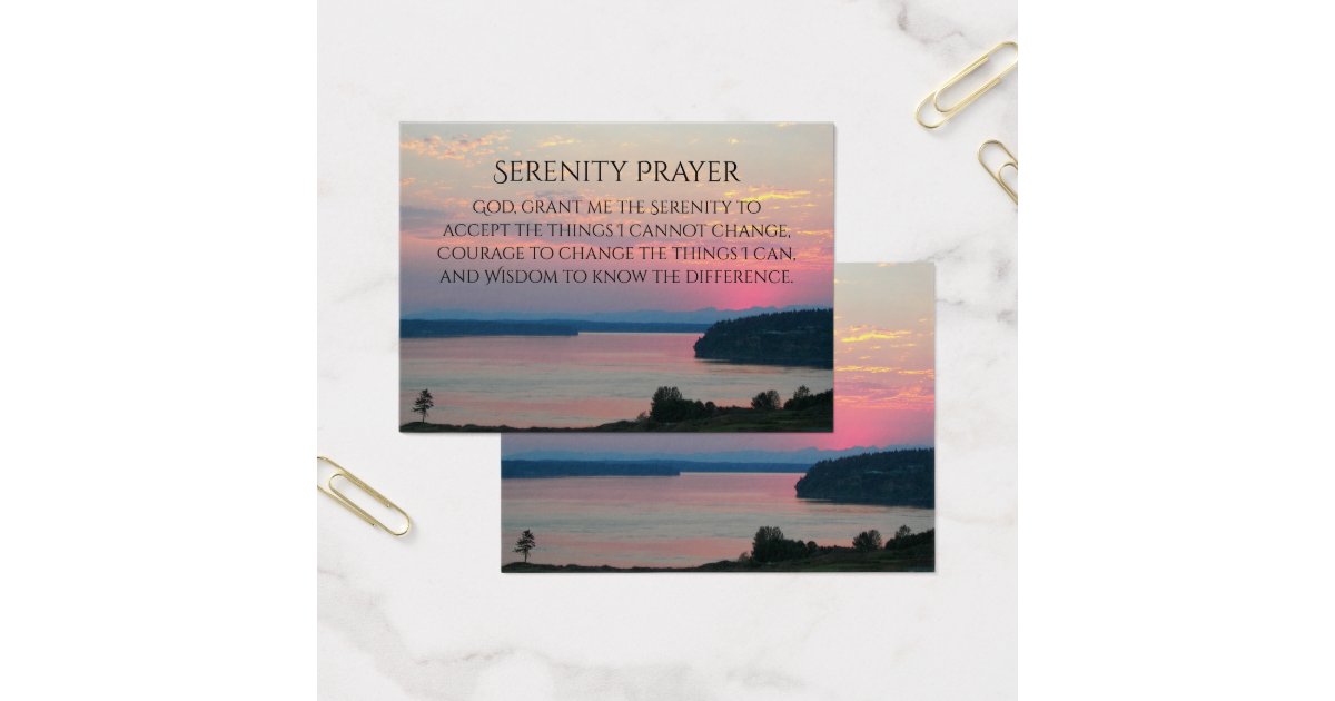 Serenity Prayer Pink Seascape Sunset Profile Card | Zazzle
