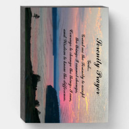 Serenity Prayer Pink Seascape Sunset Wooden Box Sign | Zazzle