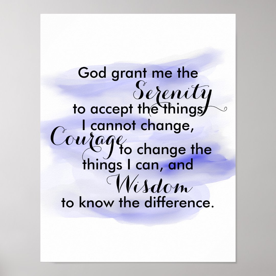 Serenity prayer poster quote watercolor design | Zazzle