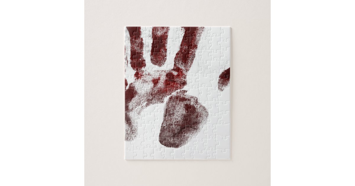 Serial killer blood handprint jigsaw puzzle | Zazzle