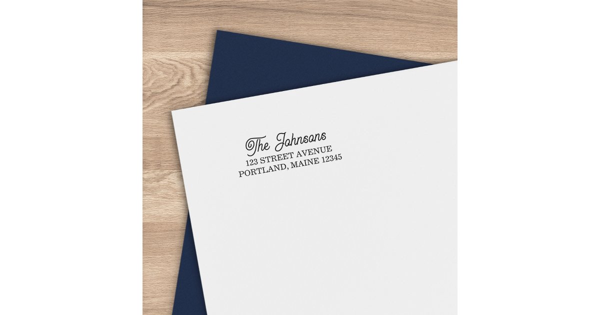 Serif and Classic Cursive Last Name Return Address Self-inking Stamp ...