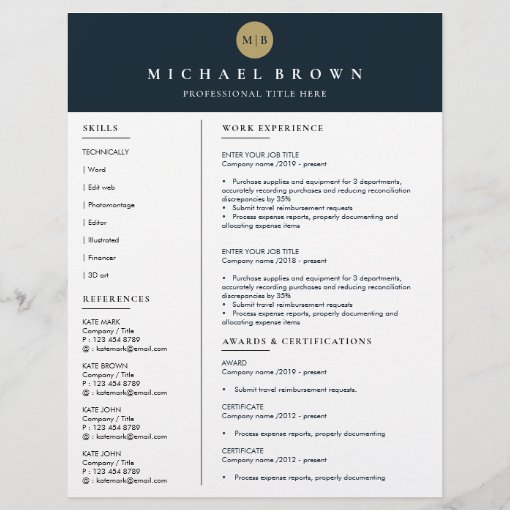 Serious resume Cv Template simple clear | Zazzle