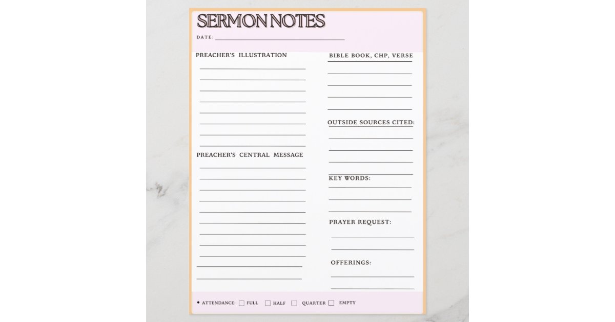 Sermon Notes Worksheets | Zazzle