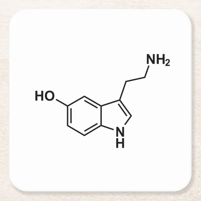 serotonin chemical formula science symbol elements square paper coaster ...