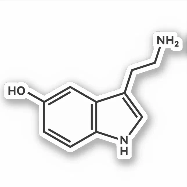 Serotonin molecule molecular structure sticker | Zazzle