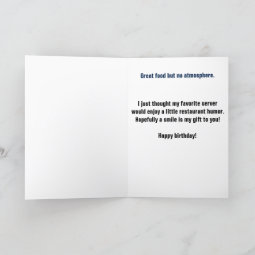 Server Waiter or Waitress Funny Birthday Card | Zazzle