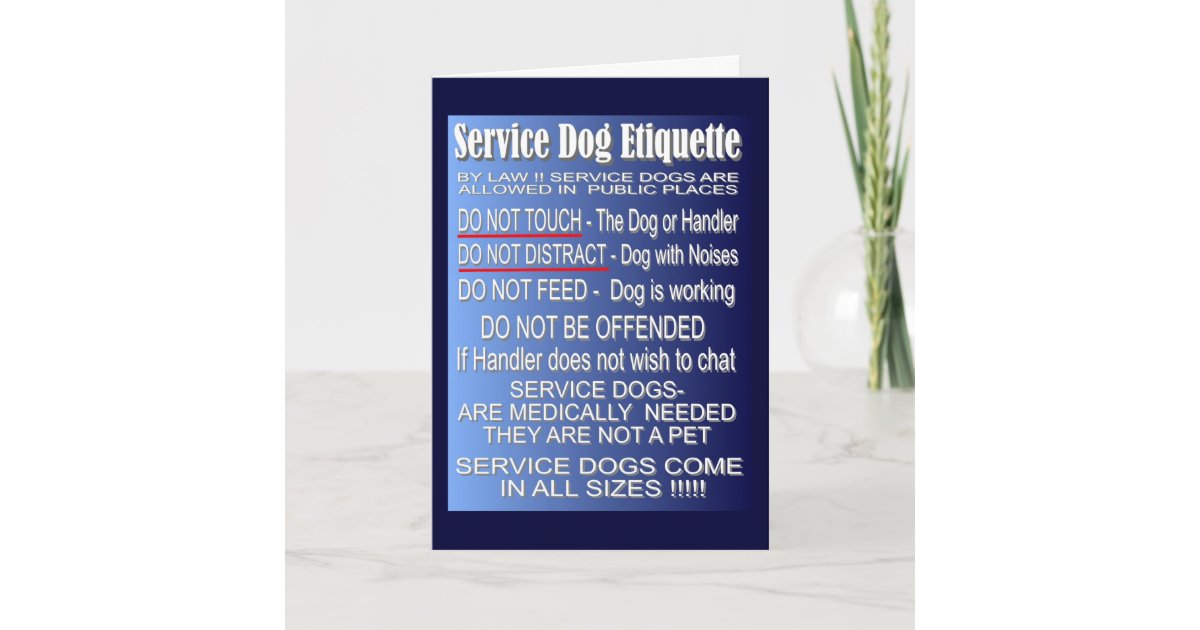 Service Dog Etiquette Card | Zazzle