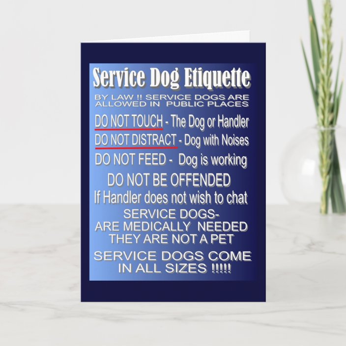 Service Dog Etiquette Card | Zazzle.com