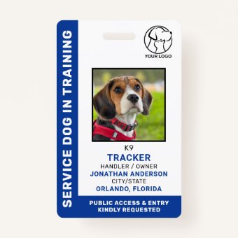 Service Dog In Training Business Logo Photo ID Badge | Zazzle