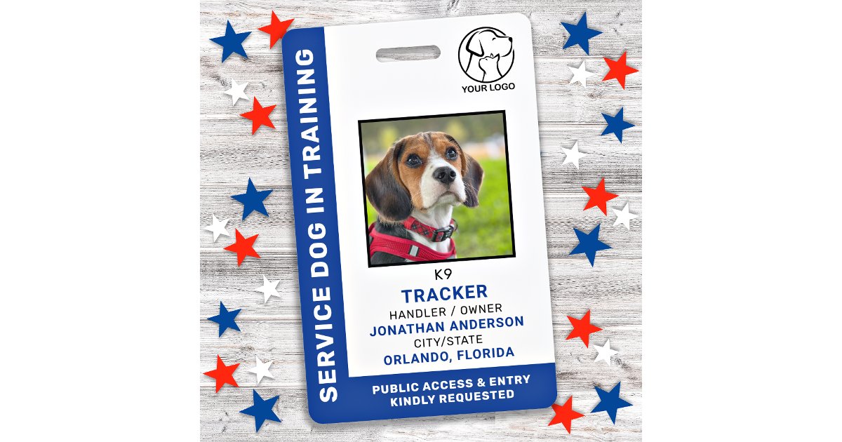 Service Dog In Training Business Logo Photo ID Badge | Zazzle