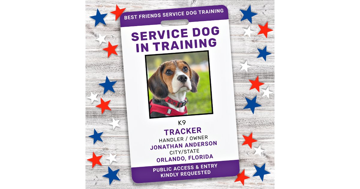 Service Dog In Training Card Personalized ID Photo Badge | Zazzle