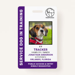Service Dog In Training Custom Logo Photo ID Badge | Zazzle